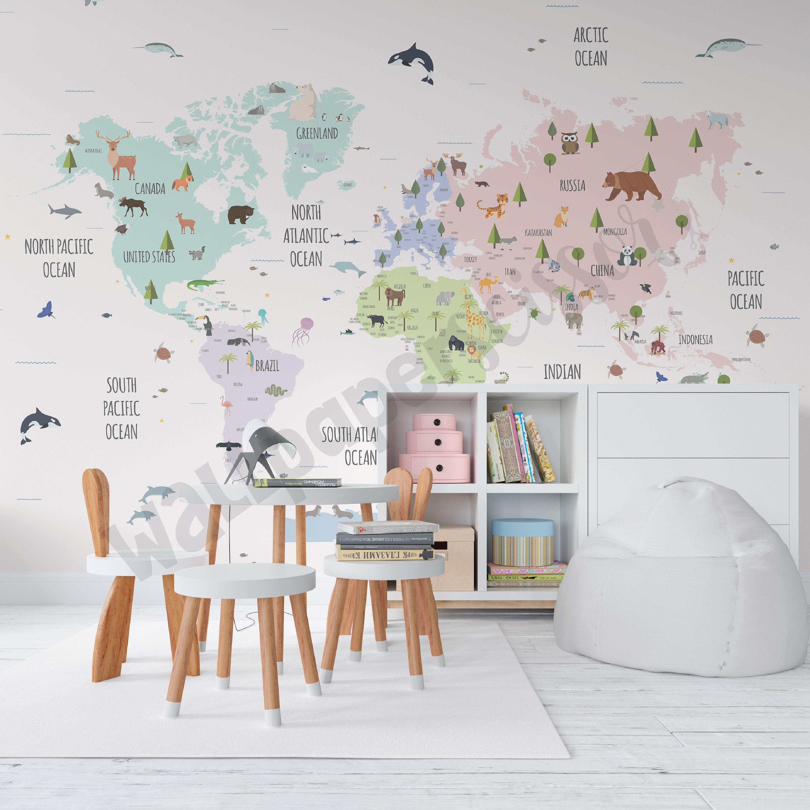 Colour Block World Map: LG 18 – WallPaperScissor